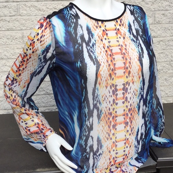 Philosophy | Tops | Philosophy Multicolored Snake Print Sheer Long ...